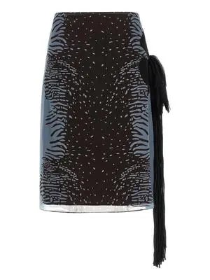 FERRAGAMO FERRAGAMO Animal Print Silk Georgette Midi Skirt Multi