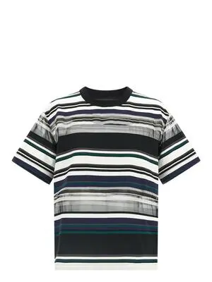 Sacai SACAI Striped Organza Insert T-Shirt Multi