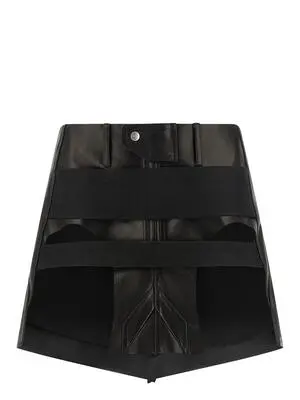 Rick Owens Temple Leather Mini Skirt - Black