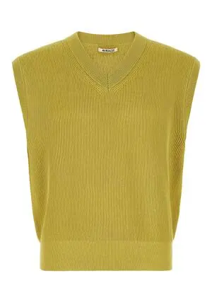 Auralee Ribbed Knit Vest - Yellow