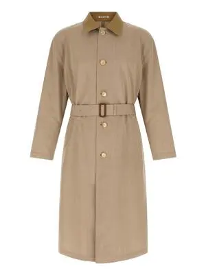 Auralee Wool Max Canvas Coat - Beige