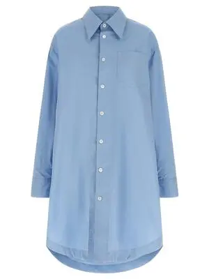 AMI Paris AMI PARIS Ami De Coeur Cotton Poplin Shirt Dress Light Blue