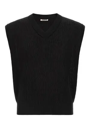 Auralee Ribbed Knit Vest - Black