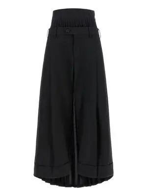 Junya Watanabe Pleated Wool Blend Trousers - Black