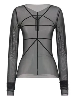 RICK OWENS RICK OWENS Temple Top Semi-Transparent Stretch Nylon Tulle Sweater
