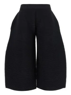 Issey Miyake Corrugated Knit Cropped Pants - Black