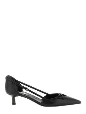 Prada PRADA Leather Open Pumps Black