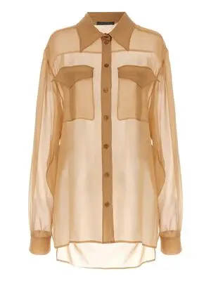 Alberta Ferretti Silk Chiffon Shirt - Beige
