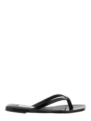 TOTEME TOTEME Croco-Embossed Leather Flip-Flop Slides Black