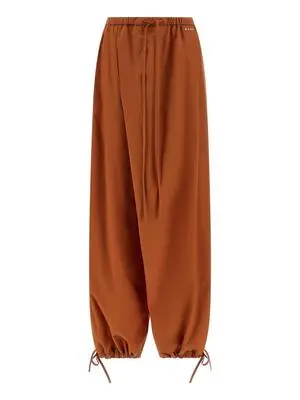 Marni MARNI Cotton Poplin Trousers With Diagonal Draping Orange