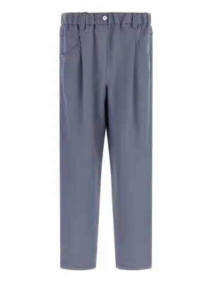 Brunello Cucinelli Viscose And Linen Fluid Twill Baggy Pants - Blue