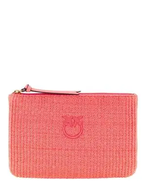 Pinko Raffia Clutch Bag - Fuchsia