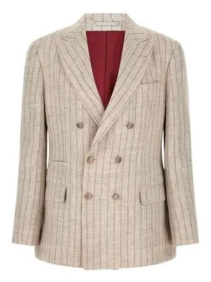 Brunello Cucinelli Pinstripe Twill Blazer - Gray
