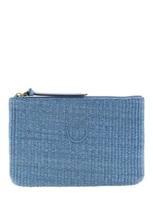 Pinko Raffia Clutch Bag - Light Blue