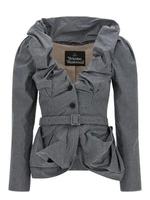 VIVIENNE WESTWOOD Kendall Check Patterned Cotton Blazer - Gray