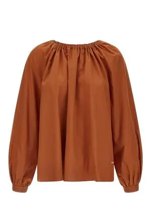 Marni Cotton Poplin Boat Neck Blouse - Orange