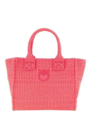 Pinko Raffia Mini Shopping Bag - Fuchsia