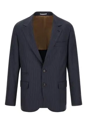 Brunello Cucinelli Pinstripe Batavia Blazer - Blue