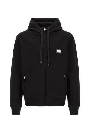 Dolce & Gabbana Logo Plaque Hoodie - Black