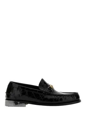 VERSACE VERSACE Medusa '95 Coconut-Print Leather Loafers