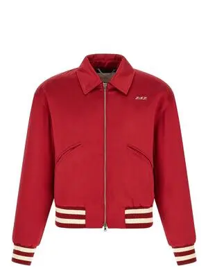 SECOND / LAYER Aces Satin Club Bomber Jacket - Red
