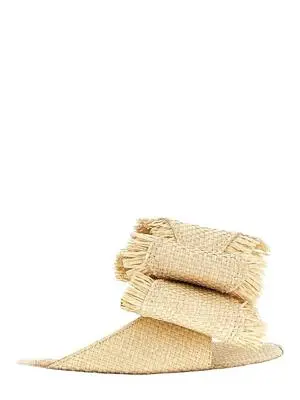 Mach & Mach Le Cadeau Raffia Sandals - Beige