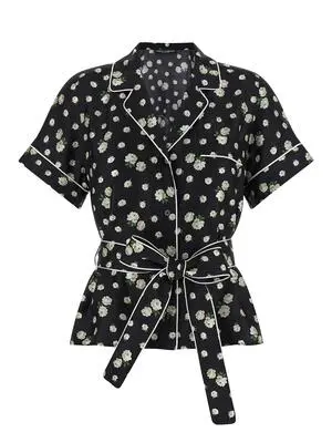Dolce & Gabbana Fiorellini Print Silk Twill Vanity Shirt - Black