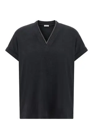 Brunello Cucinelli BRUNELLO CUCINELLI Stretch Mélange Cotton T-Shirt Gray