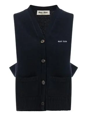 Miu Miu Cashmere Cardigan Vest - Blue