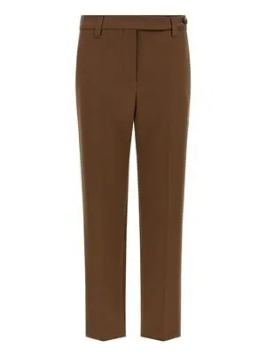 Brunello Cucinelli Cotton Monile Detail Cropped Pants - Brown