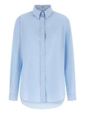 MIU MIU MIU MIU Cotton Poplin Logo Embroidery Shirt