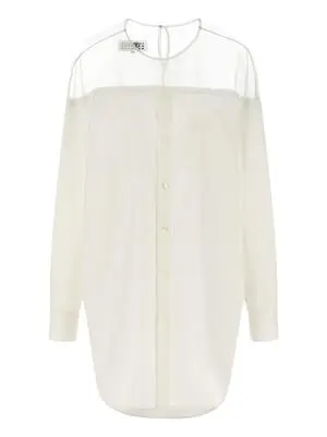 MAISON MARGIELA Tulle Insert Cotton Poplin Shirt - White
