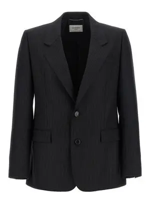 Saint Laurent Pinstripe Blazer - Black