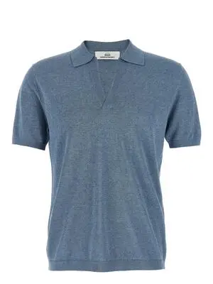 RIVIERA PROJECT Open Collar Polo Shirt - Light Blue