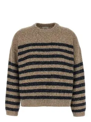 Brunello Cucinelli Brunello Cucinelli Dazzling Stripes Cashmere And Wool Sweater Multi