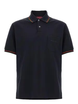 Gucci Nastro Web' Polo Shirt - Blue