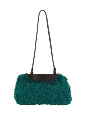 Dries Van Noten Rose Embellished Clutch - Green