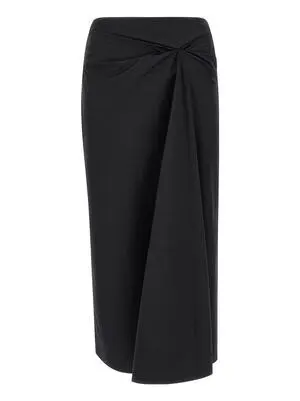 Max Mara MAX MARA Stretch Cotton Satin Midi Skirt Black