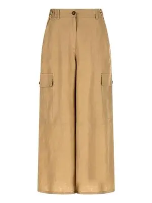 Max Mara WEEKEND MAX MARA Linen Cargo Trousers Beige