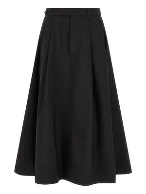 Brunello Cucinelli Sartorial Techno Cotton Midi Skirt - Black