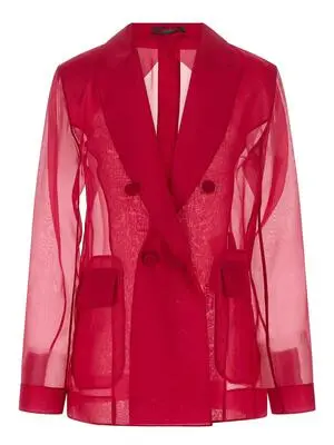 Max Mara MAX MARA MxeSlogan Silk Organza Blazer Fuchsia