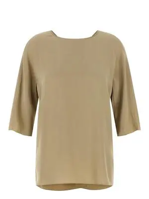 Max Mara MAX MARA Silk Crepe De Chine Blouse Beige
