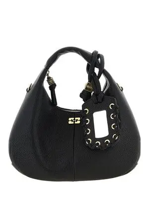 GANNI Mini Hobo Handbag - Black