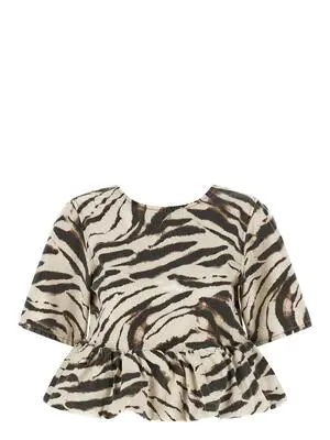 GANNI Zebra Denim Top - Multi