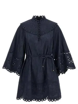 Zimmermann Mahon Cotton Denim Mini Dress - Blue