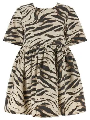 GANNI GANNI Zebra Print Organic Cotton Denim Mini Dress