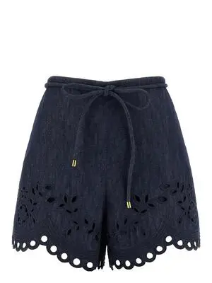 Zimmermann Mahon Cotton Denim Shorts - Blue