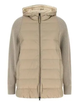 Brunello Cucinelli Shiny Zipper Pull Down Jacket - Beige