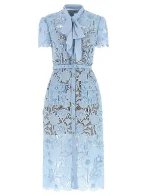SELF-PORTRAIT SELF PORTRAIT Lace Tie Neck Midi Dress