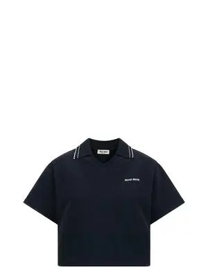 Miu Miu MIU MIU Cropped Cotton Sweatshirt Blue